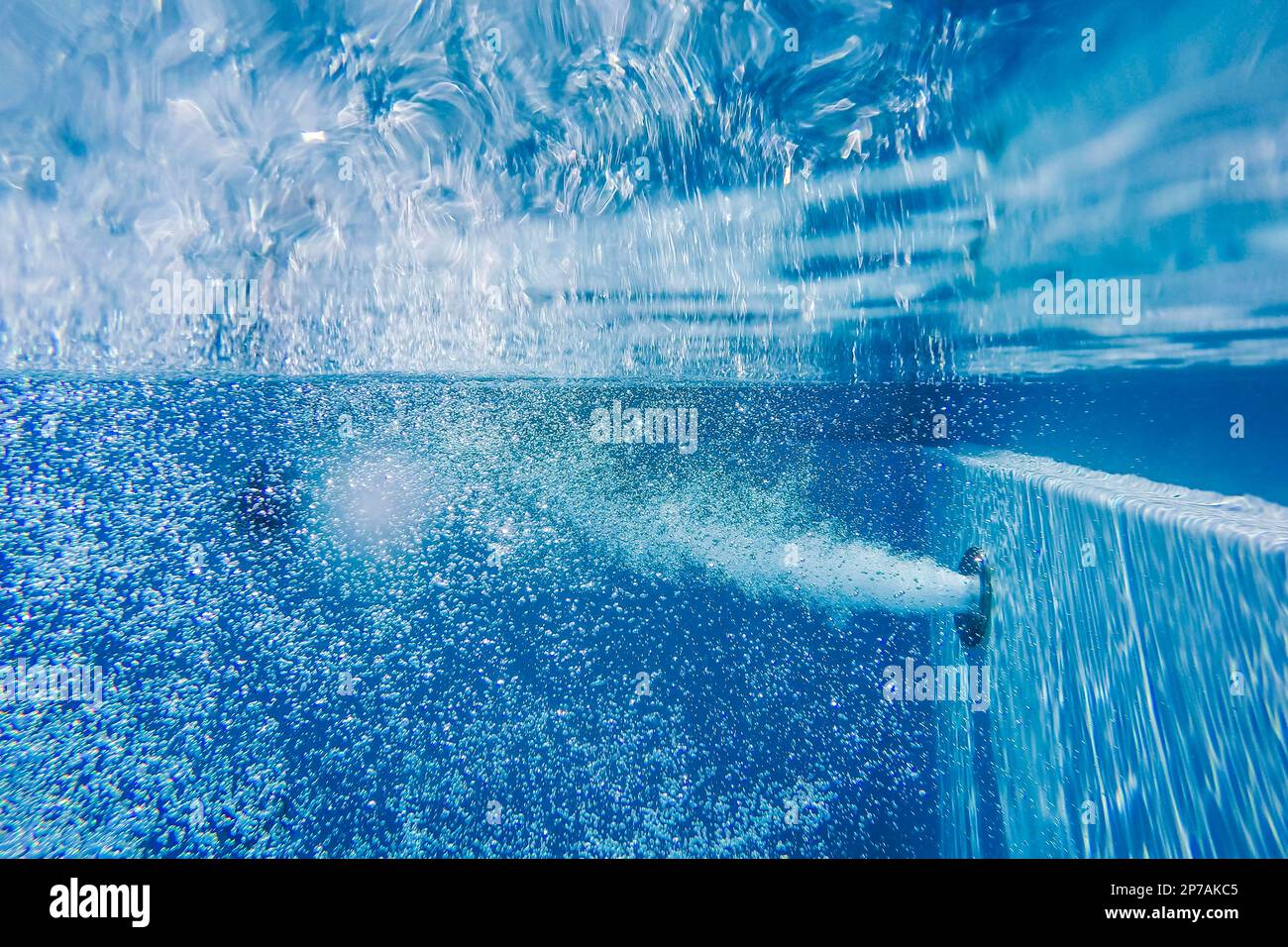 Swimming pool, counter-current system creates current in small private ...