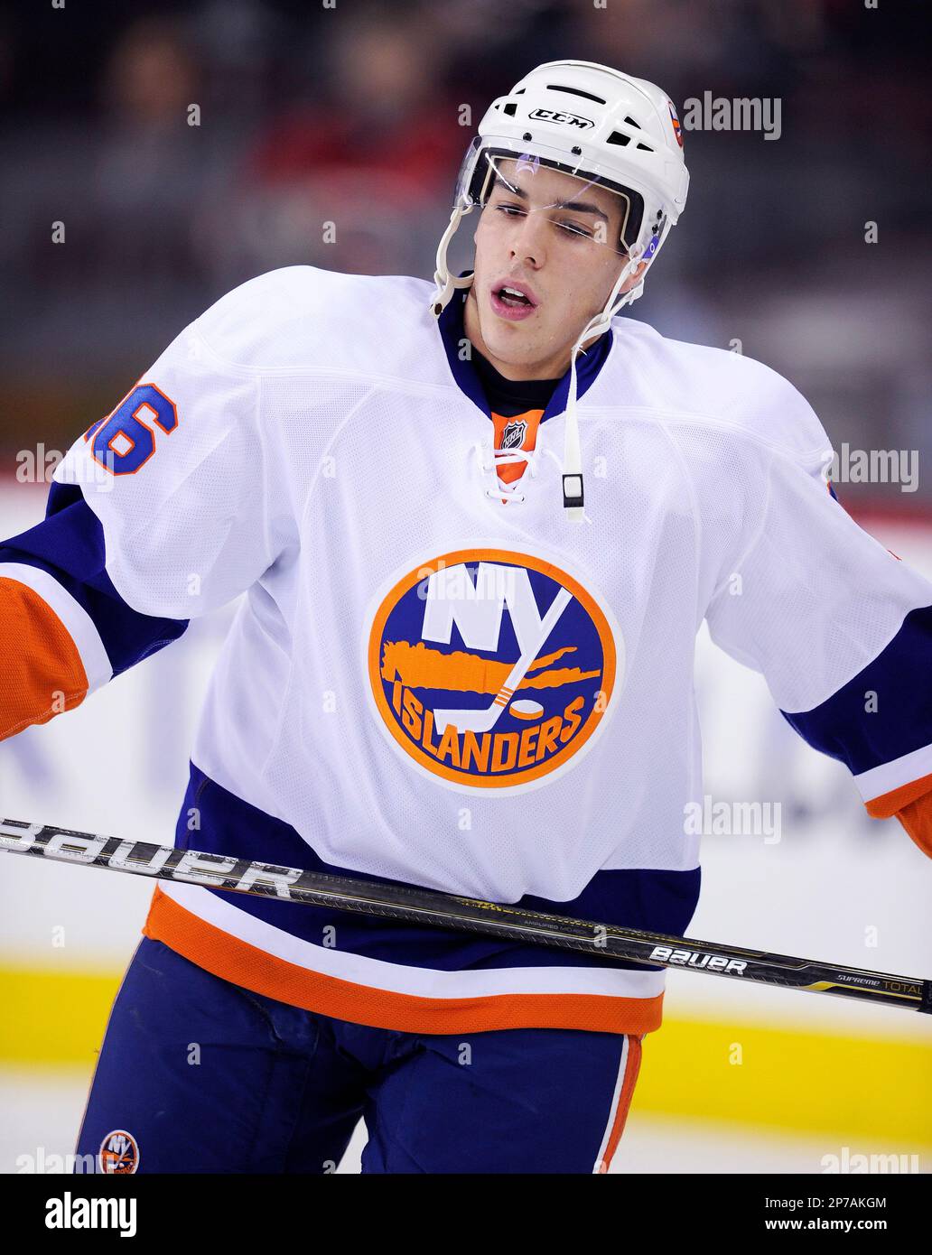 NHL player profile photo on New York Islanders' Travis Hamonic during a ...