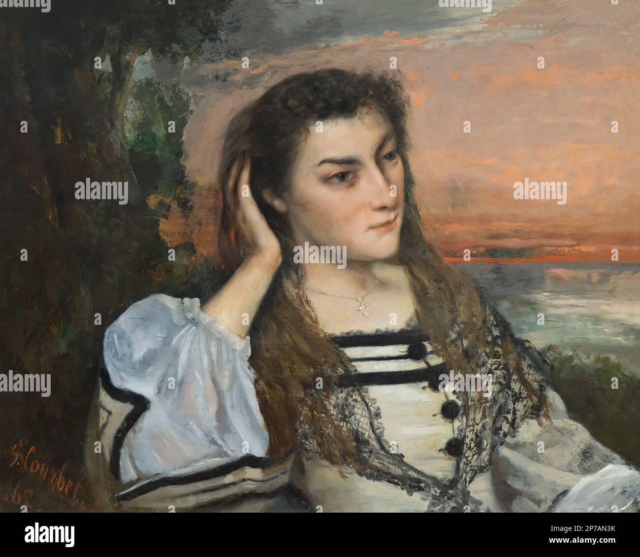 Reverie, Portrait of Gabrielle Borreau, Gustave Courbet, 1862,Art ...