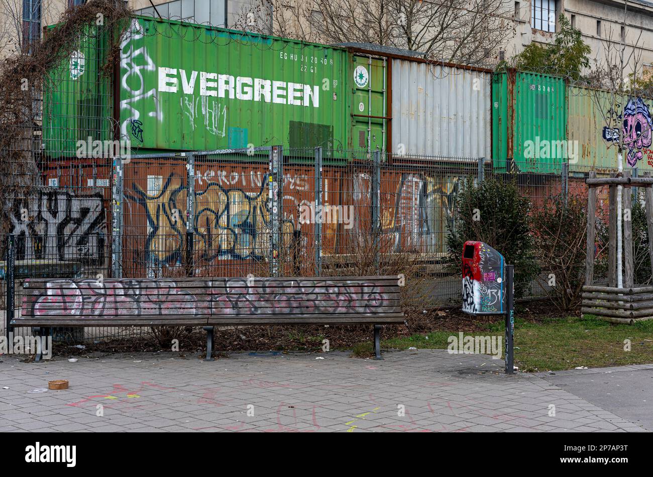 Old containers, Wriezener Park, Berlin, Germany Stock Photo - Alamy
