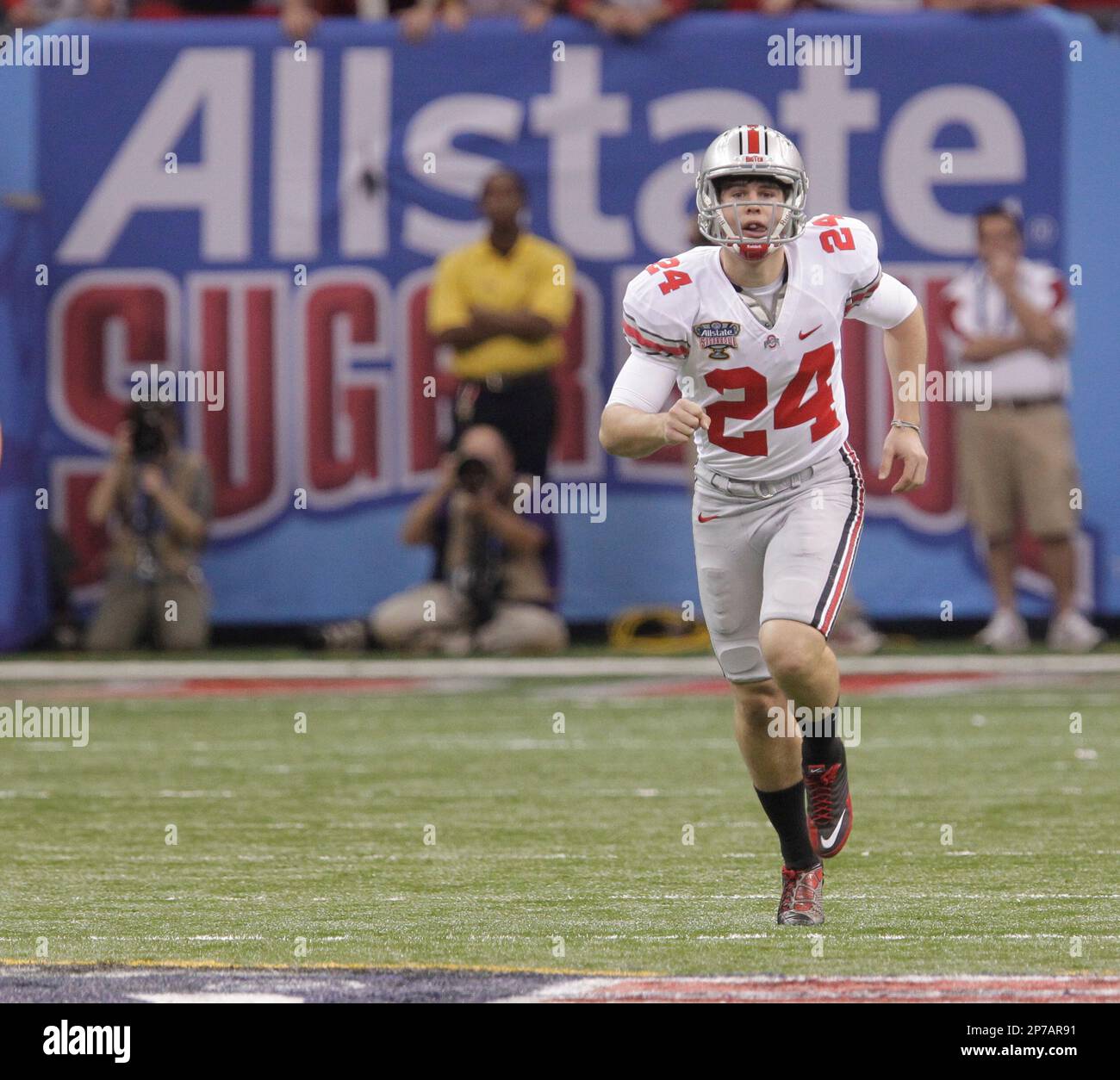 Ohio State kicker Drew Basil (24) in a college football game in the ...
