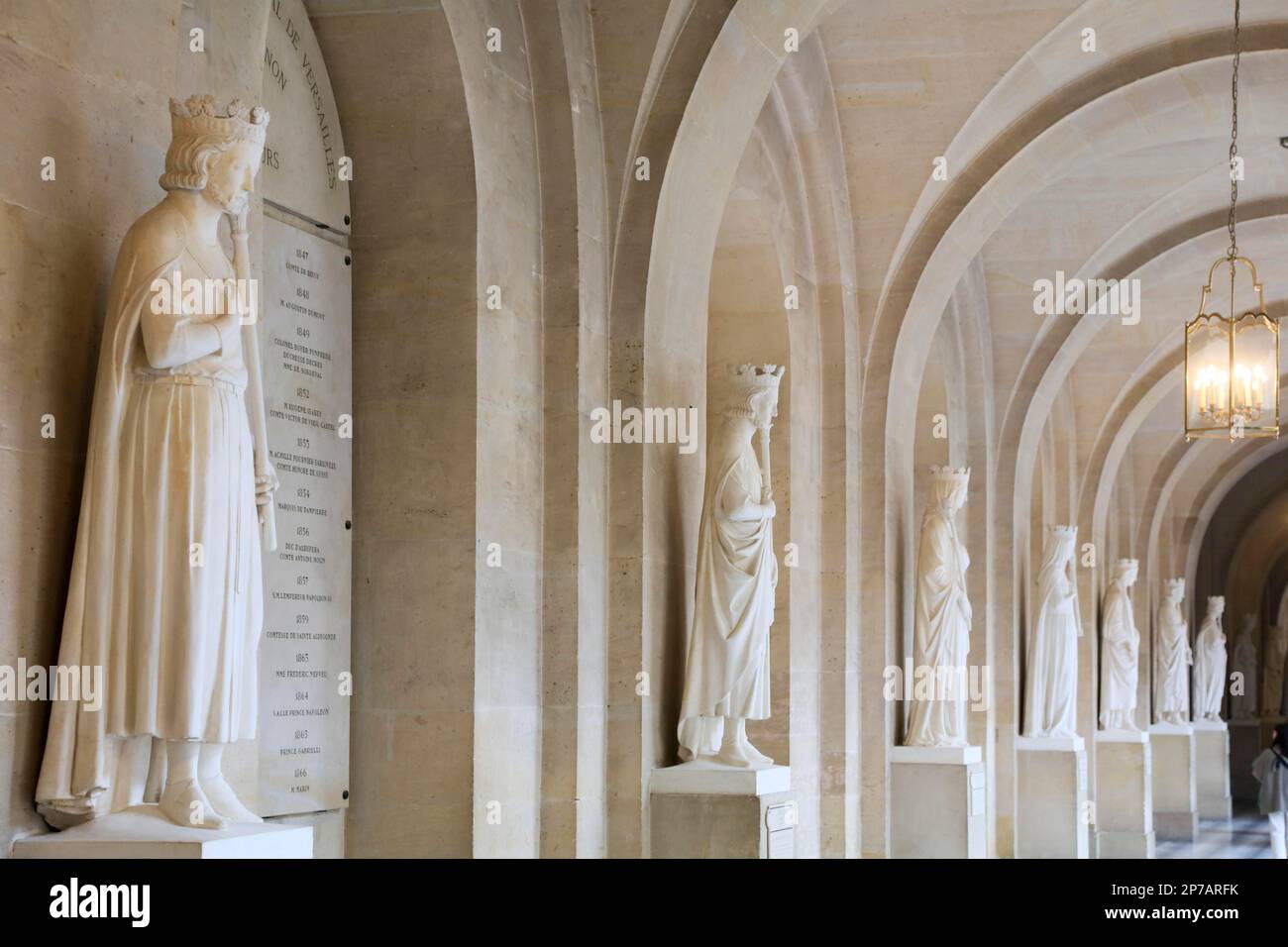 Gallery with statues of the kings of France, Chateau de Versailles ...