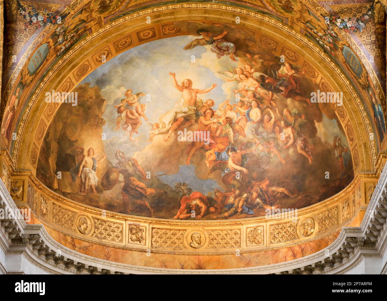 Fresco in the apse, Chateau de Versailles, Yvelines department, Ile-de ...