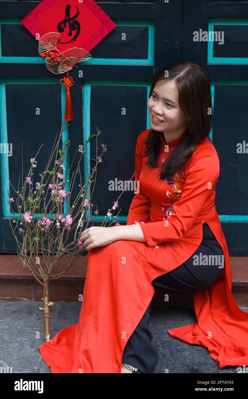 Vietnam, Hanoi, Tet, lunar new year, young woman, people Stock Photo ...