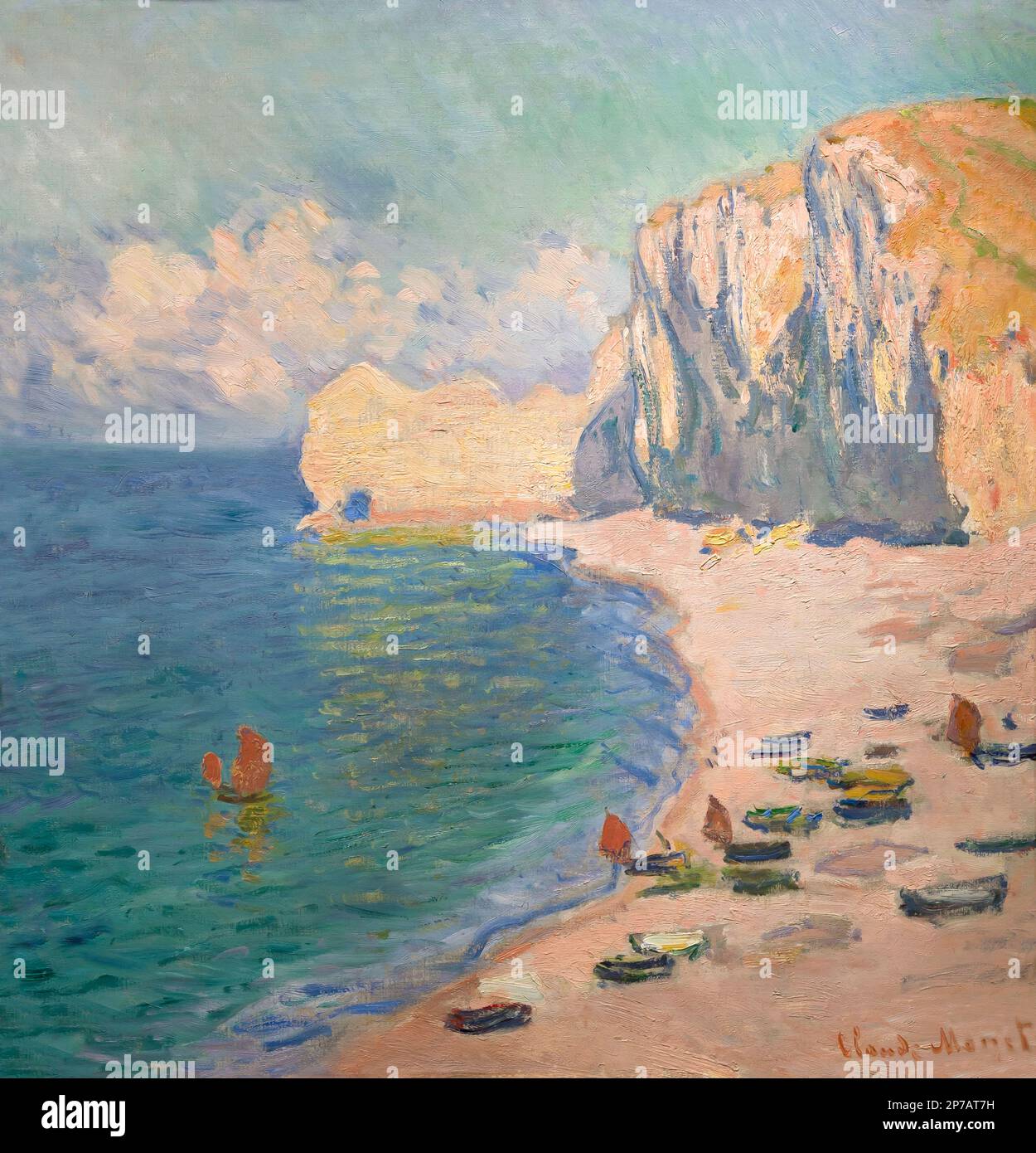 Etretat The Beach and the Falaise d'Amont, Claude Monet, 1885, Art ...