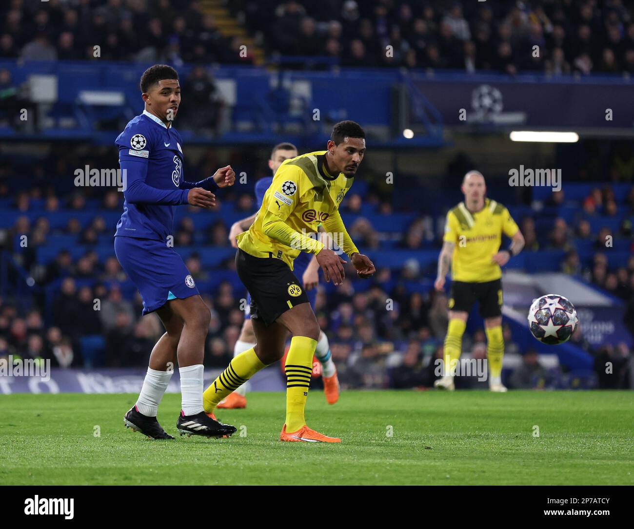London, England, 7th March 2023. Wesley Fofana of Chelsea with ...