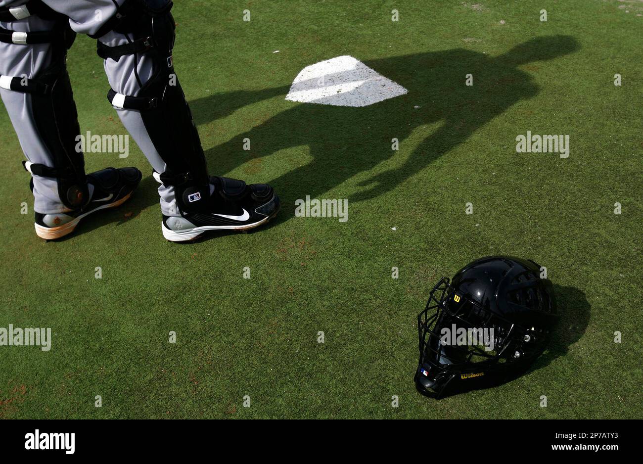 Houston Astros non-roster invitee Lou Santangelo is seen moments before ...