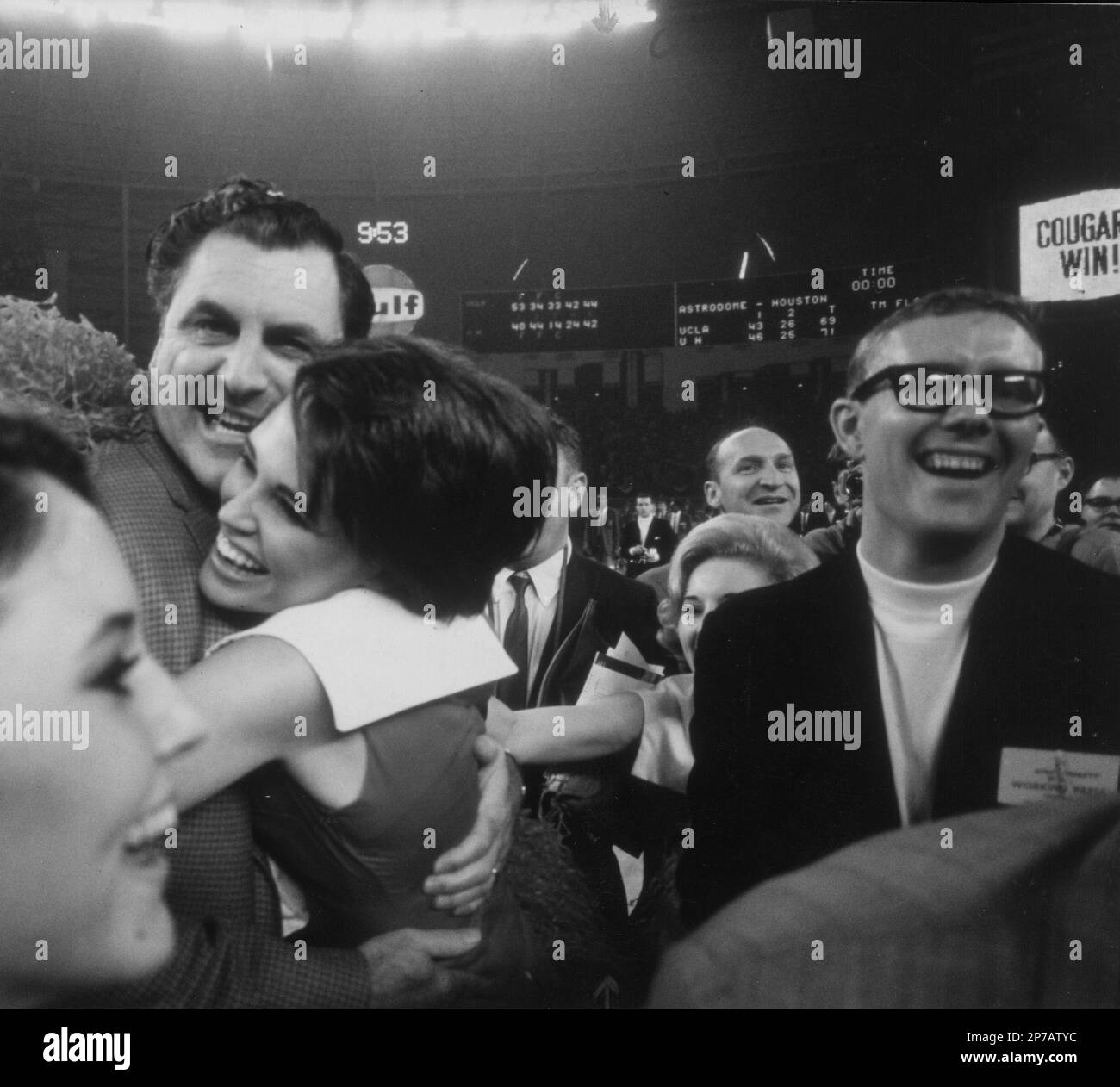 University of Houston coach Guy V. Lewis celebrates after 79-61 win at ...