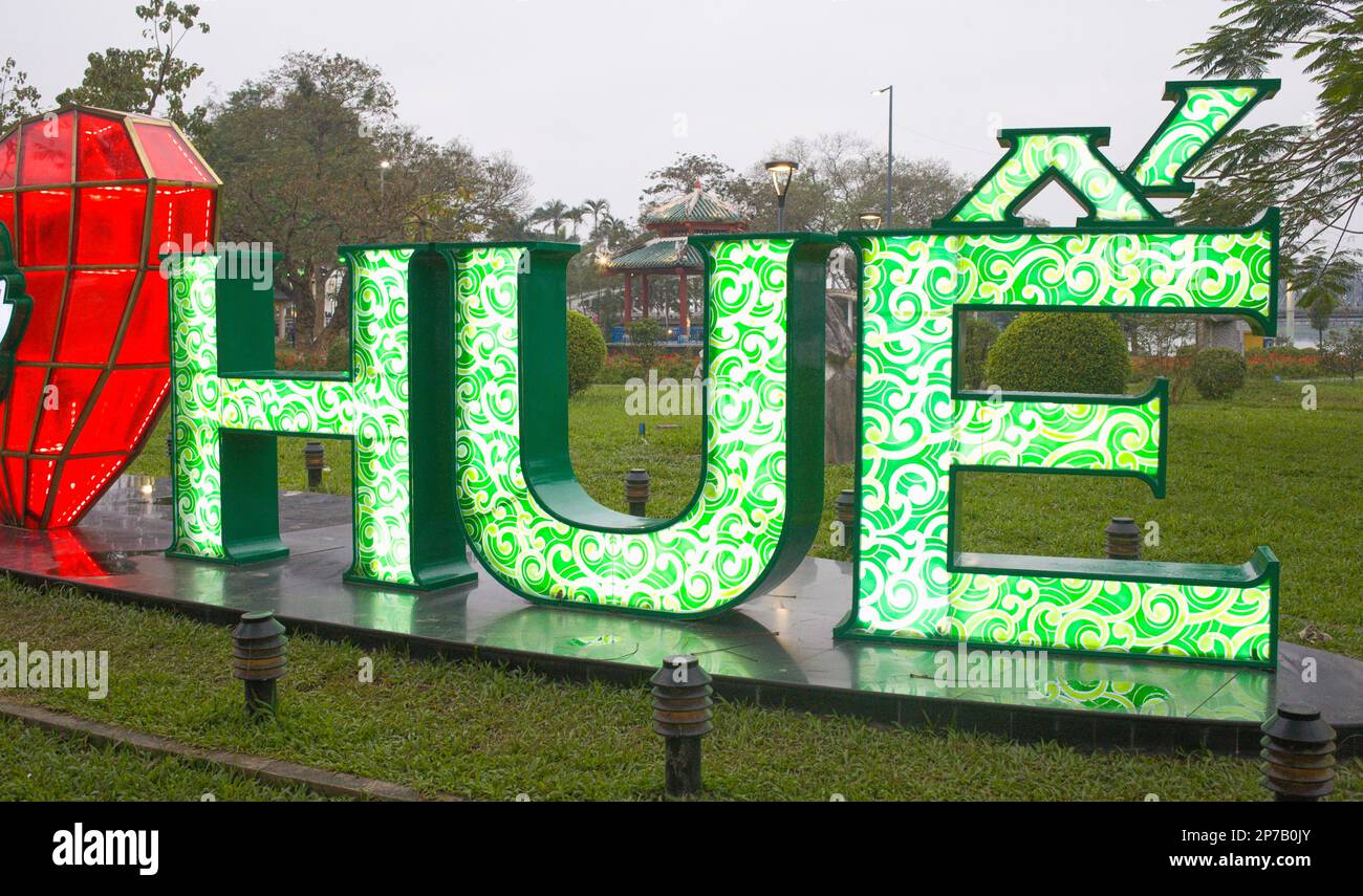 Vietnam, Hue, Hue sign, letters Stock Photo - Alamy
