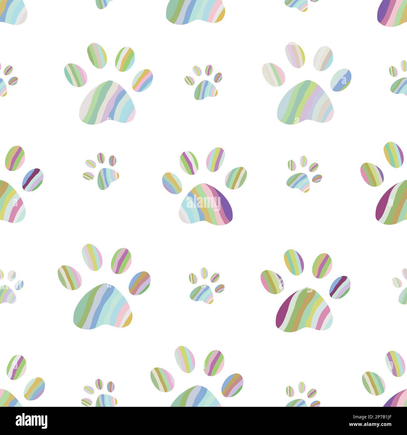 Colorful pastel paw print flowers seamless fabric design pattern Stock ...