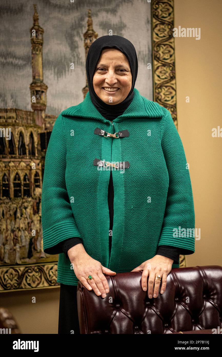 Bibi Bahrami poses for a portrait at the Islamic Center of Muncie ...
