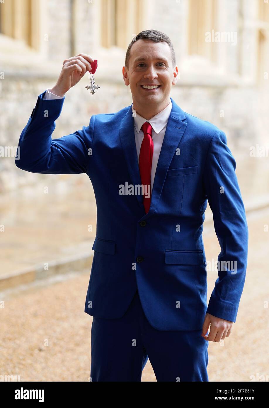 Music therapist Ben Cowley after being made a Member of the Order of ...