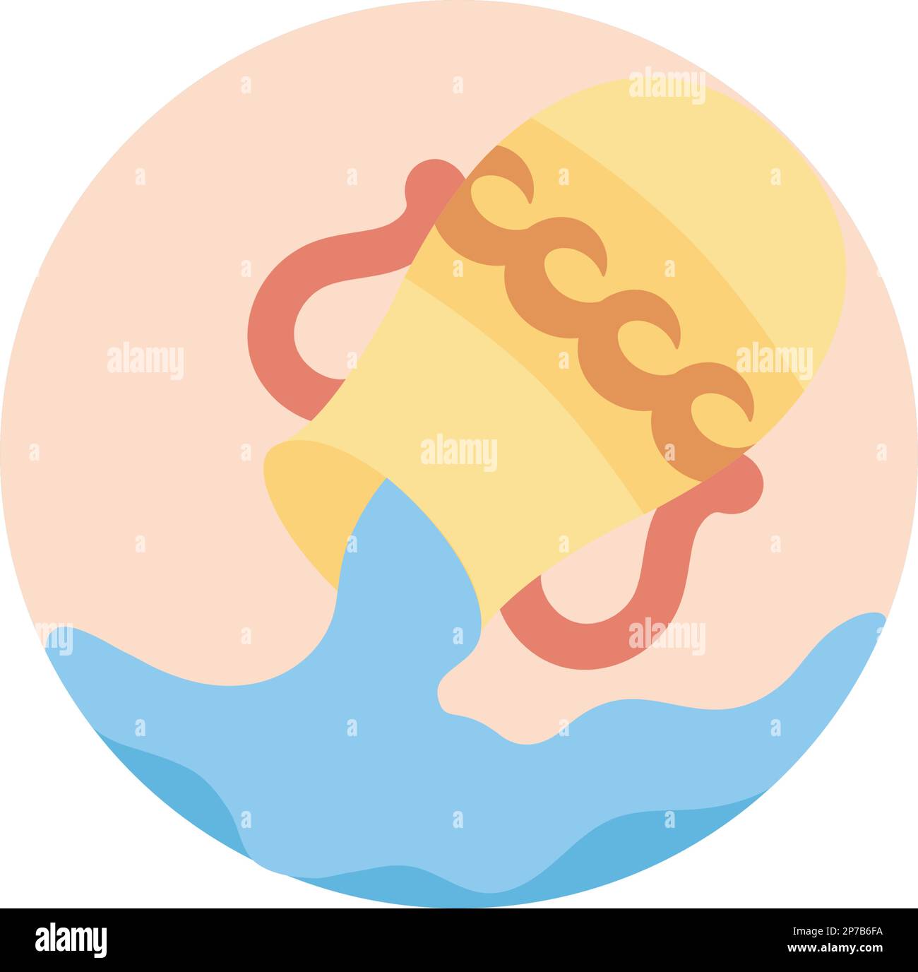 Aquarius cute zodiac sign round vector icon Stock Vector Image & Art ...