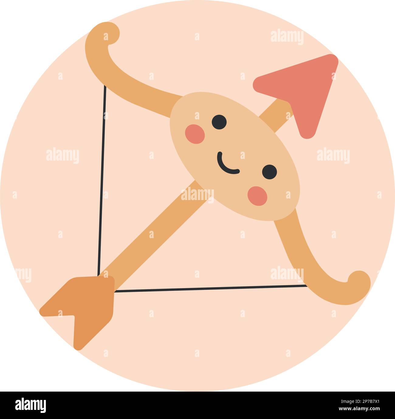 Sagittarius cute zodiac sign round vector icon Stock Vector Image & Art ...