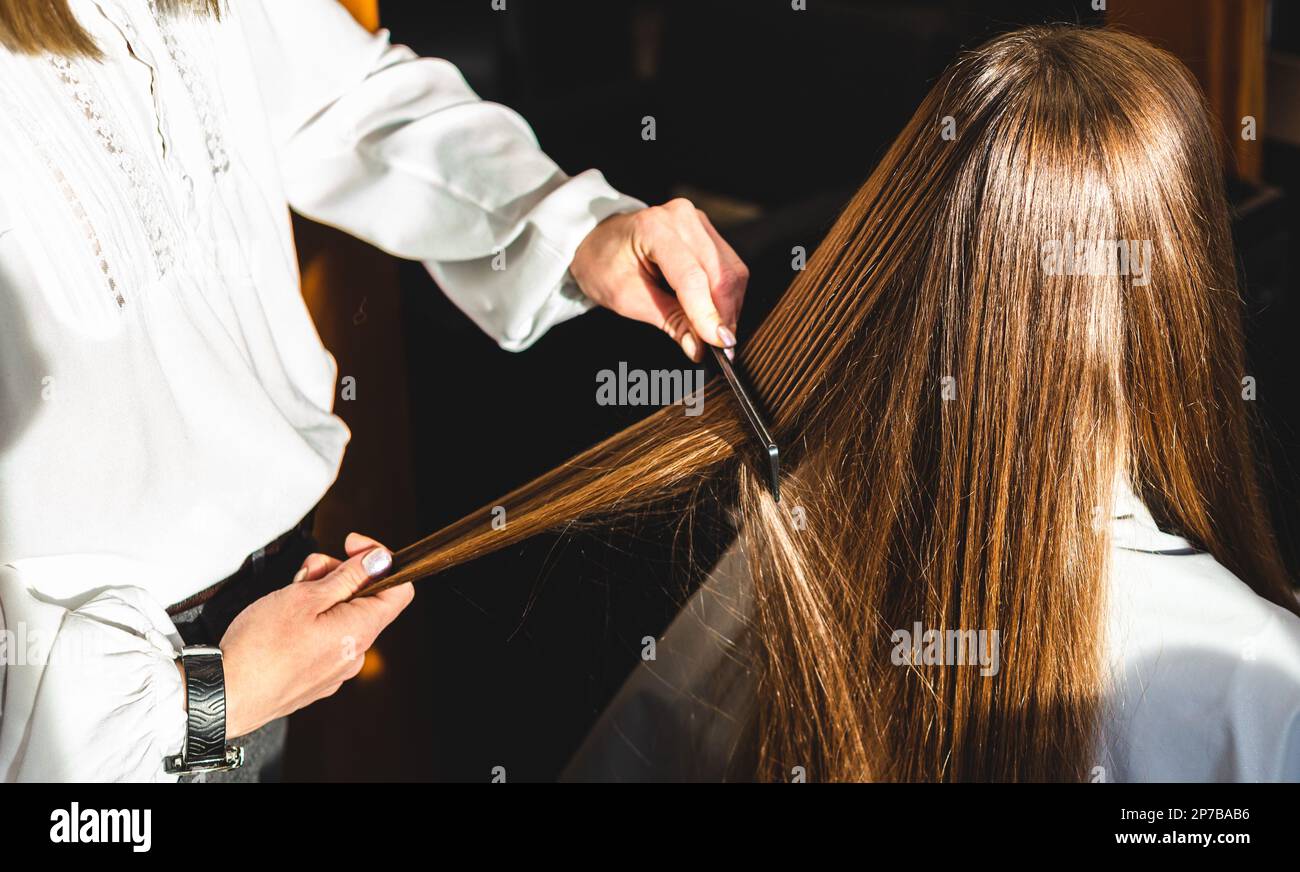 Beautiful caucasian girl combs hair hi-res stock photography and images ...