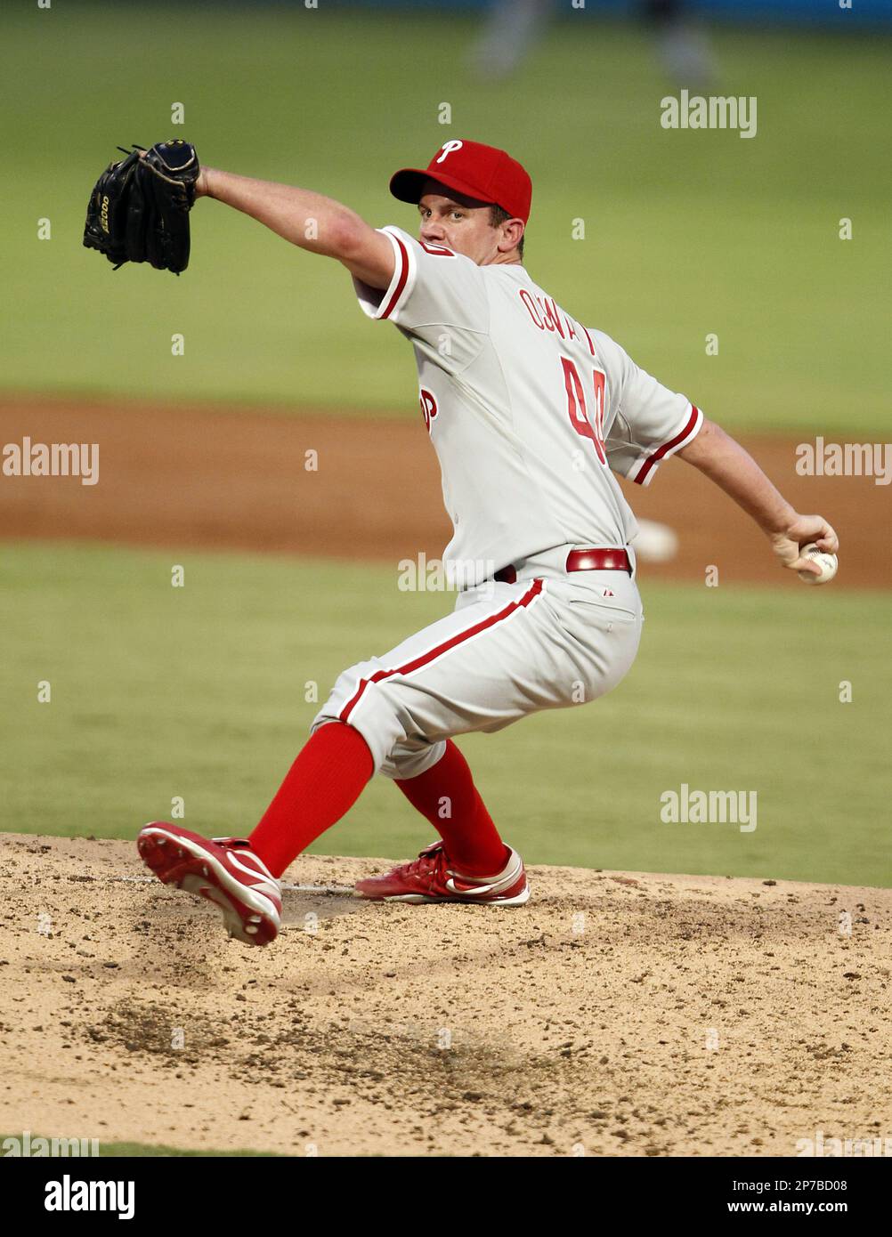 Philadelphia Phillies pitcher Roy Oswalt pitches against the Florida ...