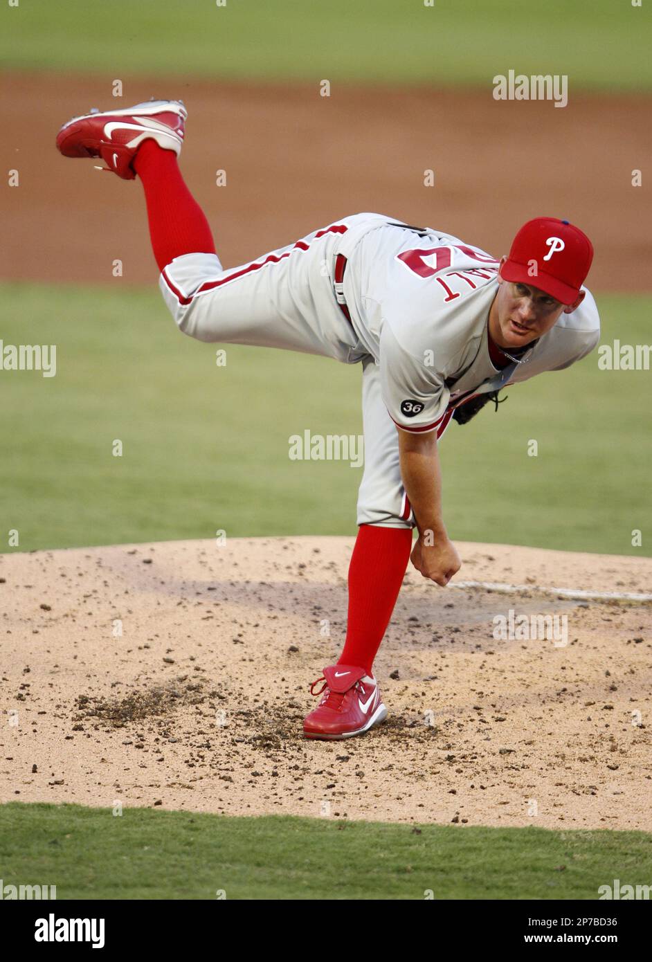 Philadelphia Phillies pitcher Roy Oswalt pitches against the Florida ...