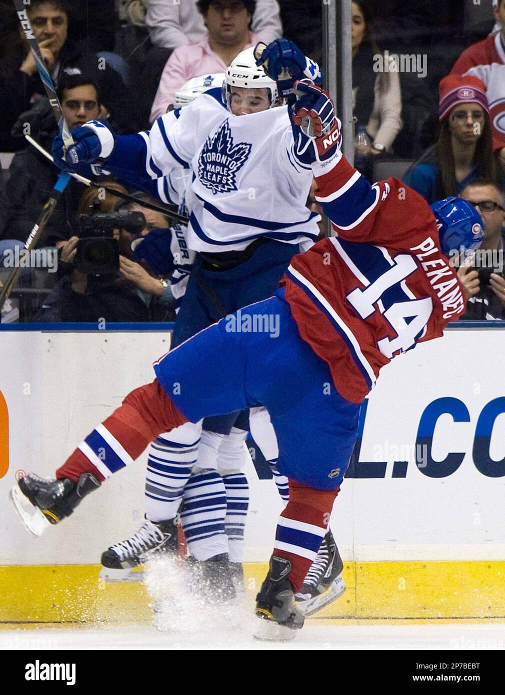 Toronto Maple Leafs forward Nazem Kadri, left, hits Montreal Canadiens ...
