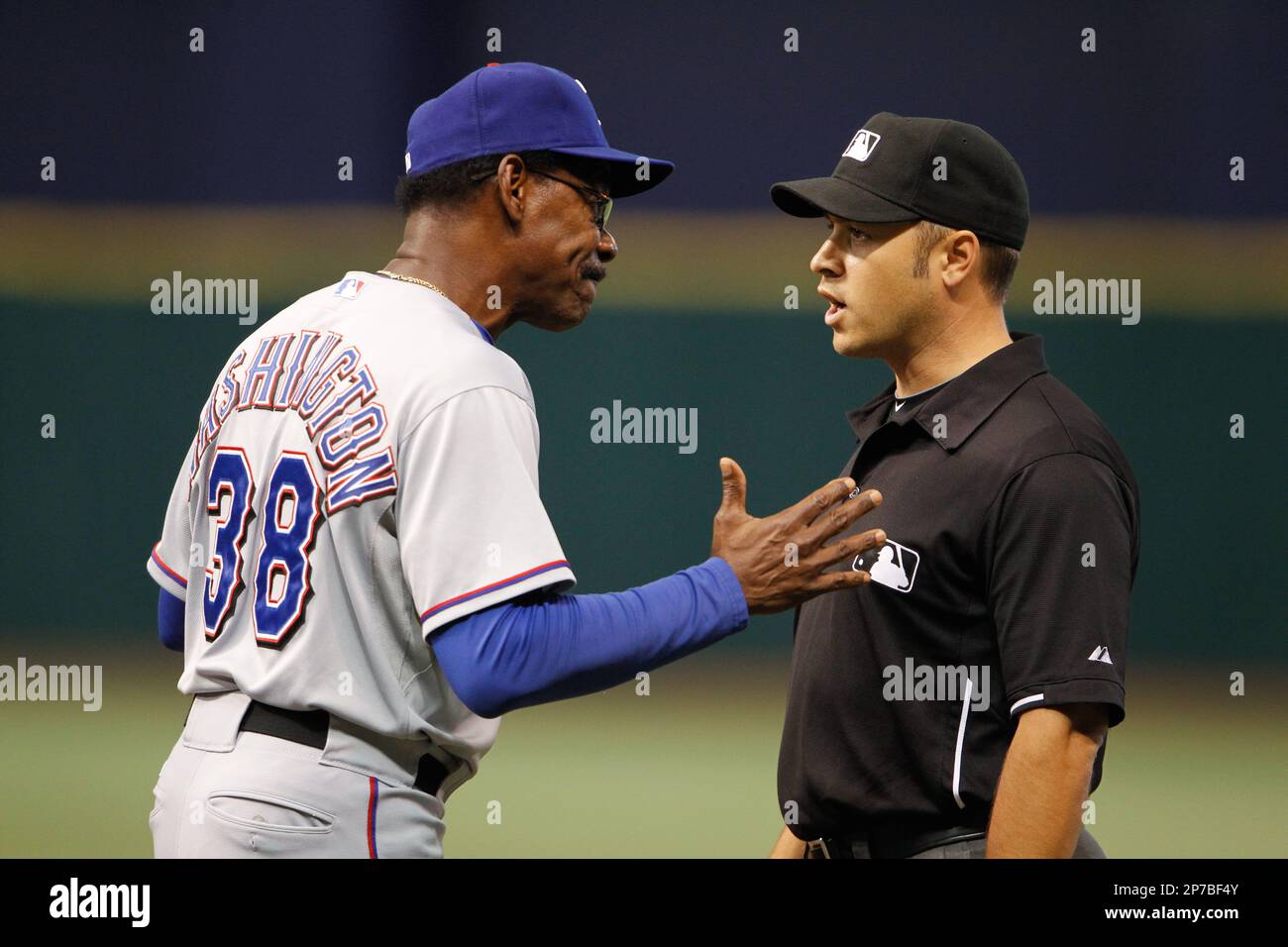 Manager Ron Washington of the Texas Rangers.argues with First base ...