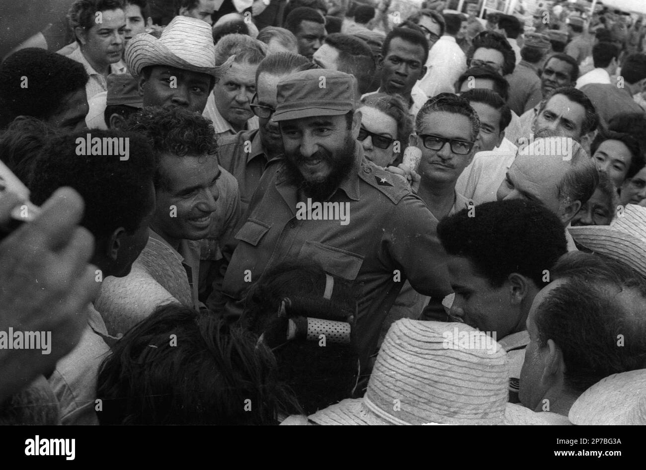 Cuban President Fidel Castro, center, welcomes fishermen who returned ...