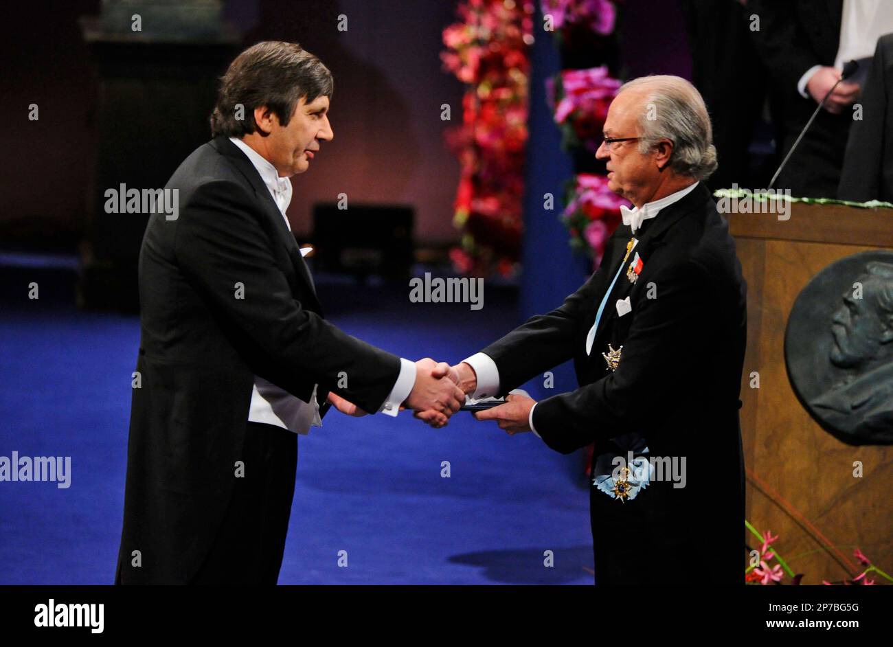 Andre Geim, left, receives the Nobel Prize in Physics from Swedish King ...