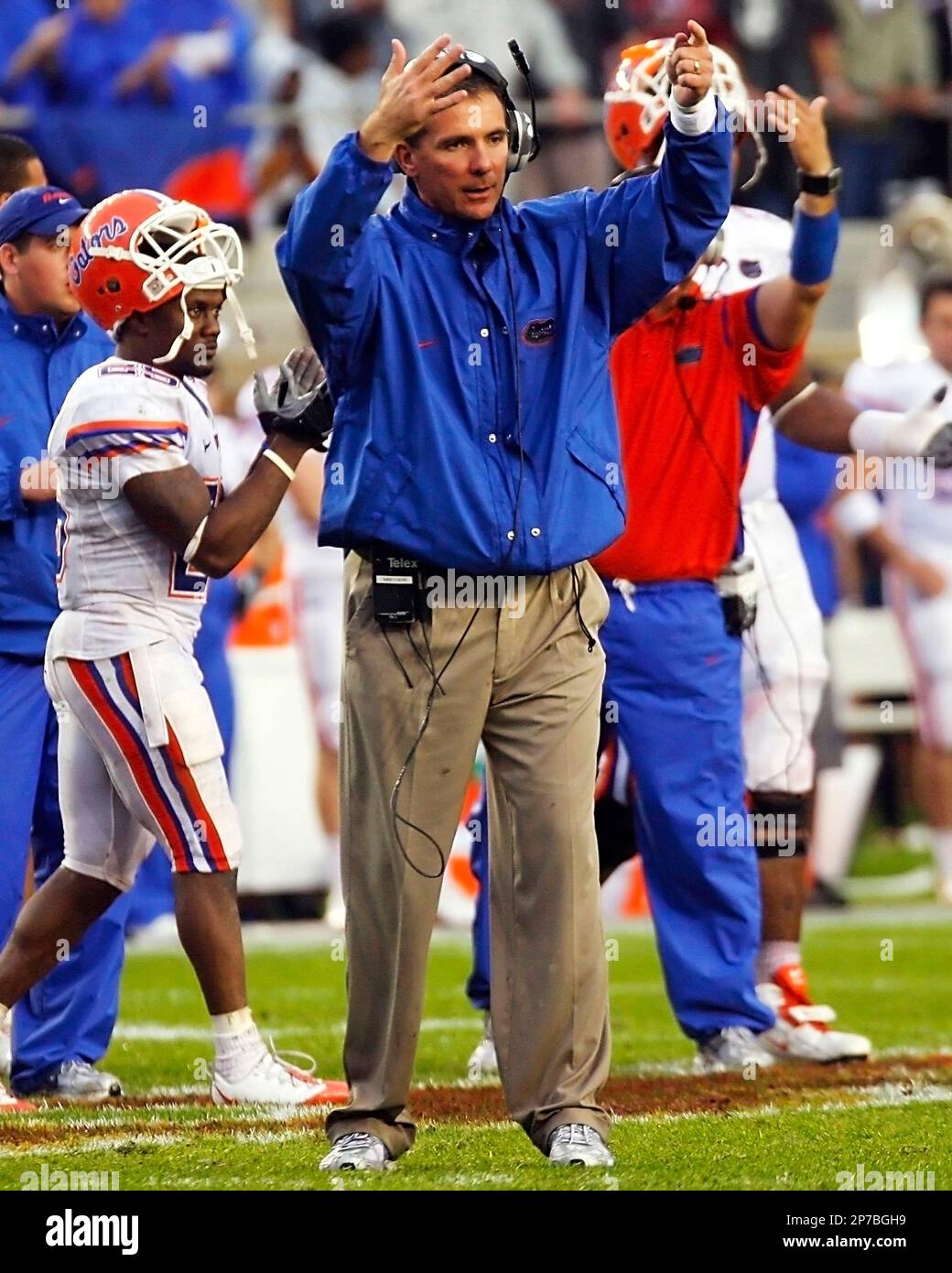 Florida Head Coach Urban Meyer on the sidelines during the game against ...