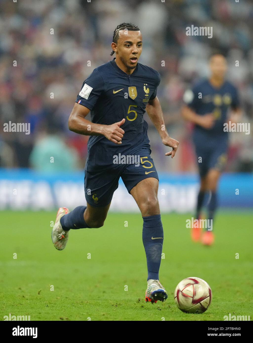 France's Jules Kounde during the FIFA World Cup final at Lusail Stadium ...