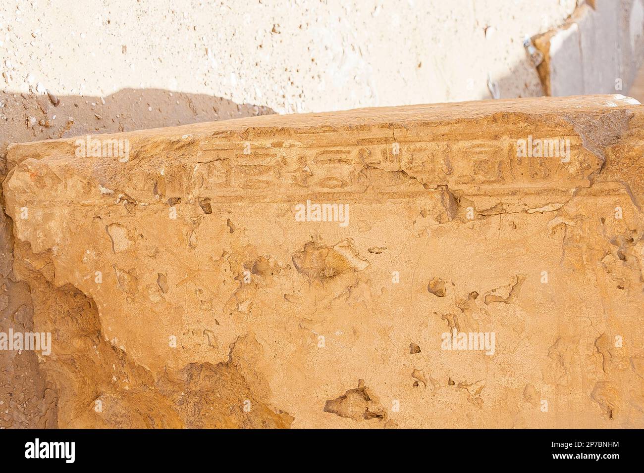Egypt, Saqqara, tomb of Horemheb, second court, this block bears a ...
