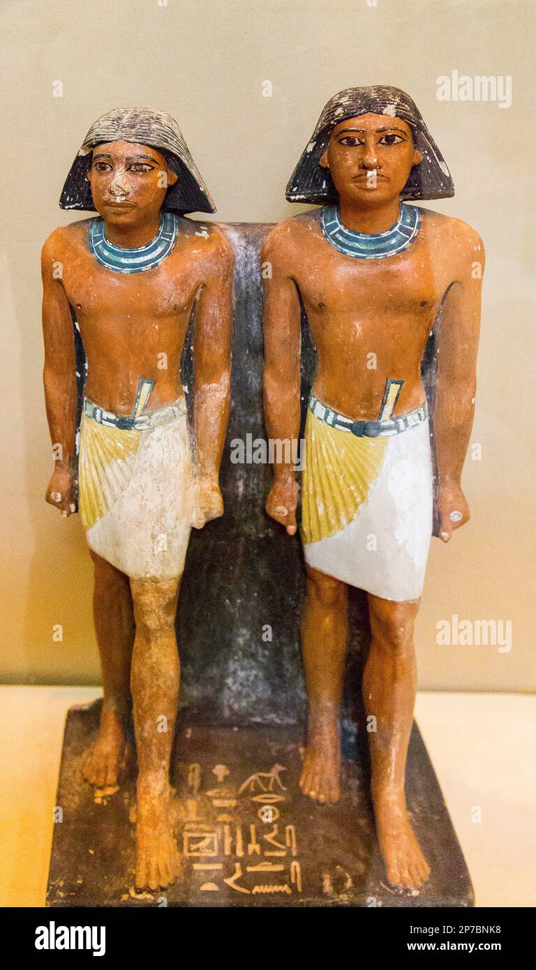 Cairo, Egyptian Museum, double statue of Nimaatsed, a priest of the 5th ...