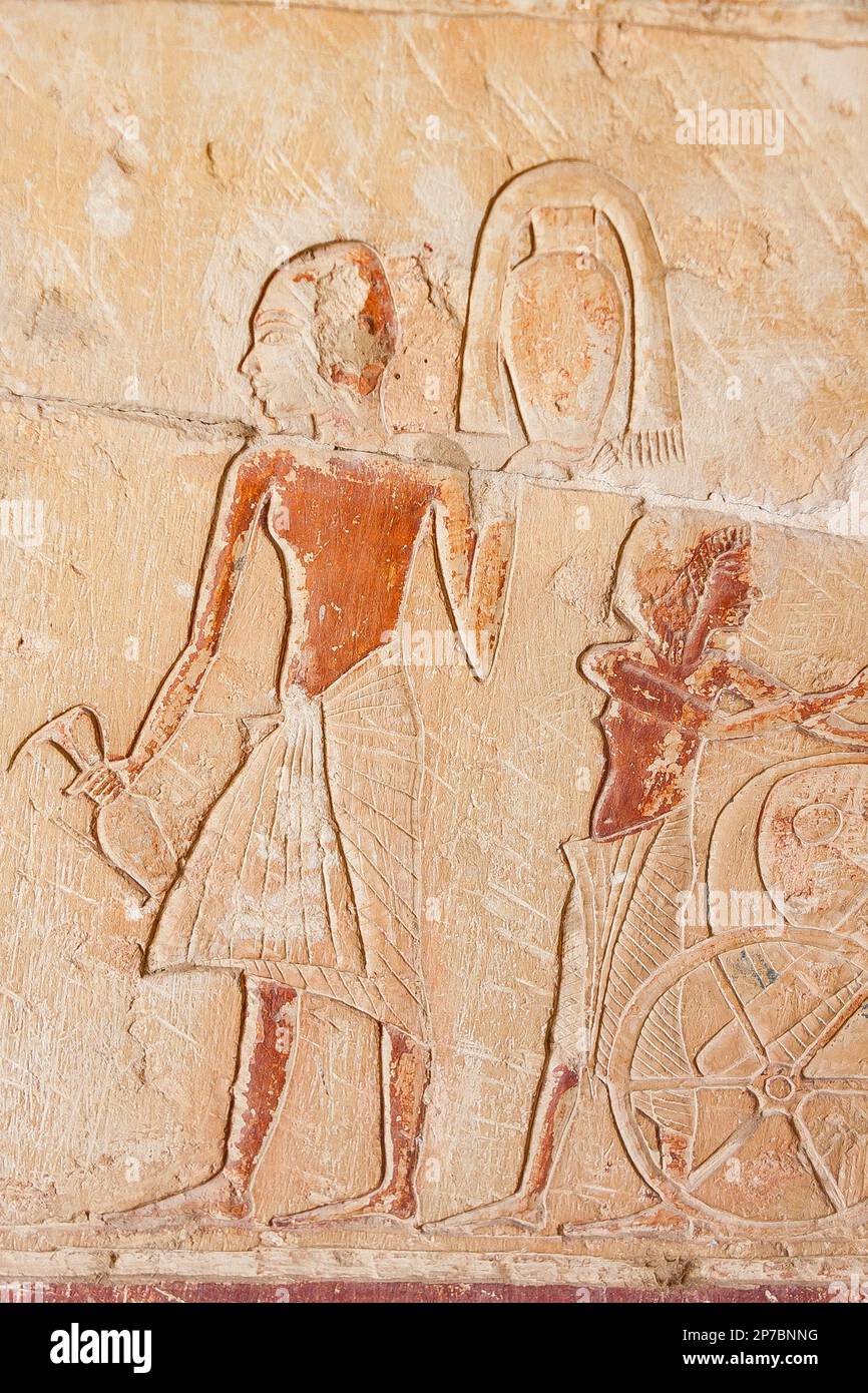 Egypt, Saqqara, tomb of Horemheb, inner room, East Wall South side, a ...