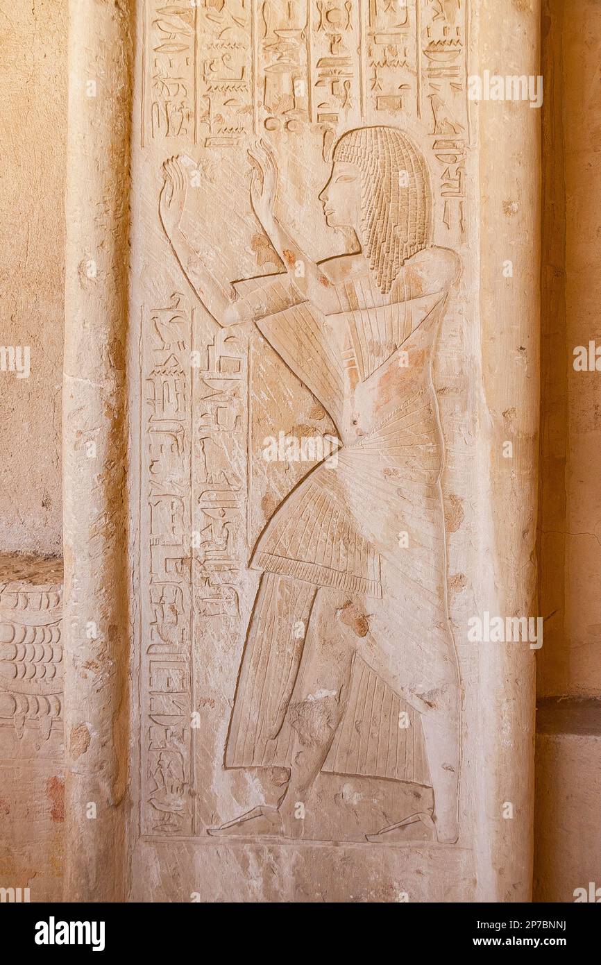 Egypt, Saqqara, tomb of Horemheb, north wall of the inner court ...