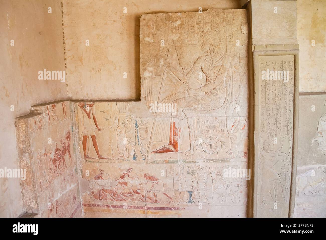 Egypt, Saqqara, tomb of Horemheb, inner room, corner of the East wall ...