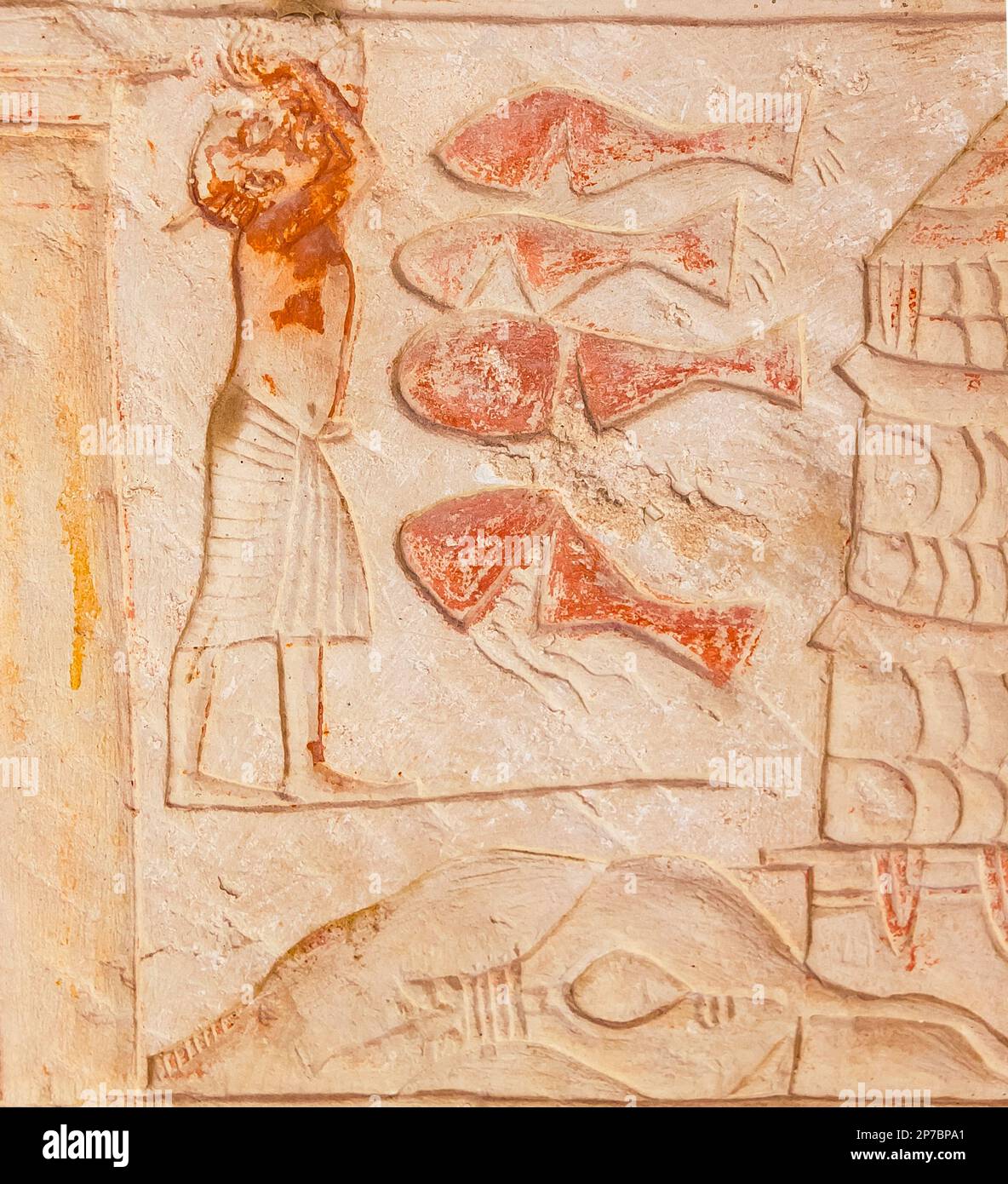 Egypt, Saqqara, tomb of Horemheb, north wall of the inner court ...