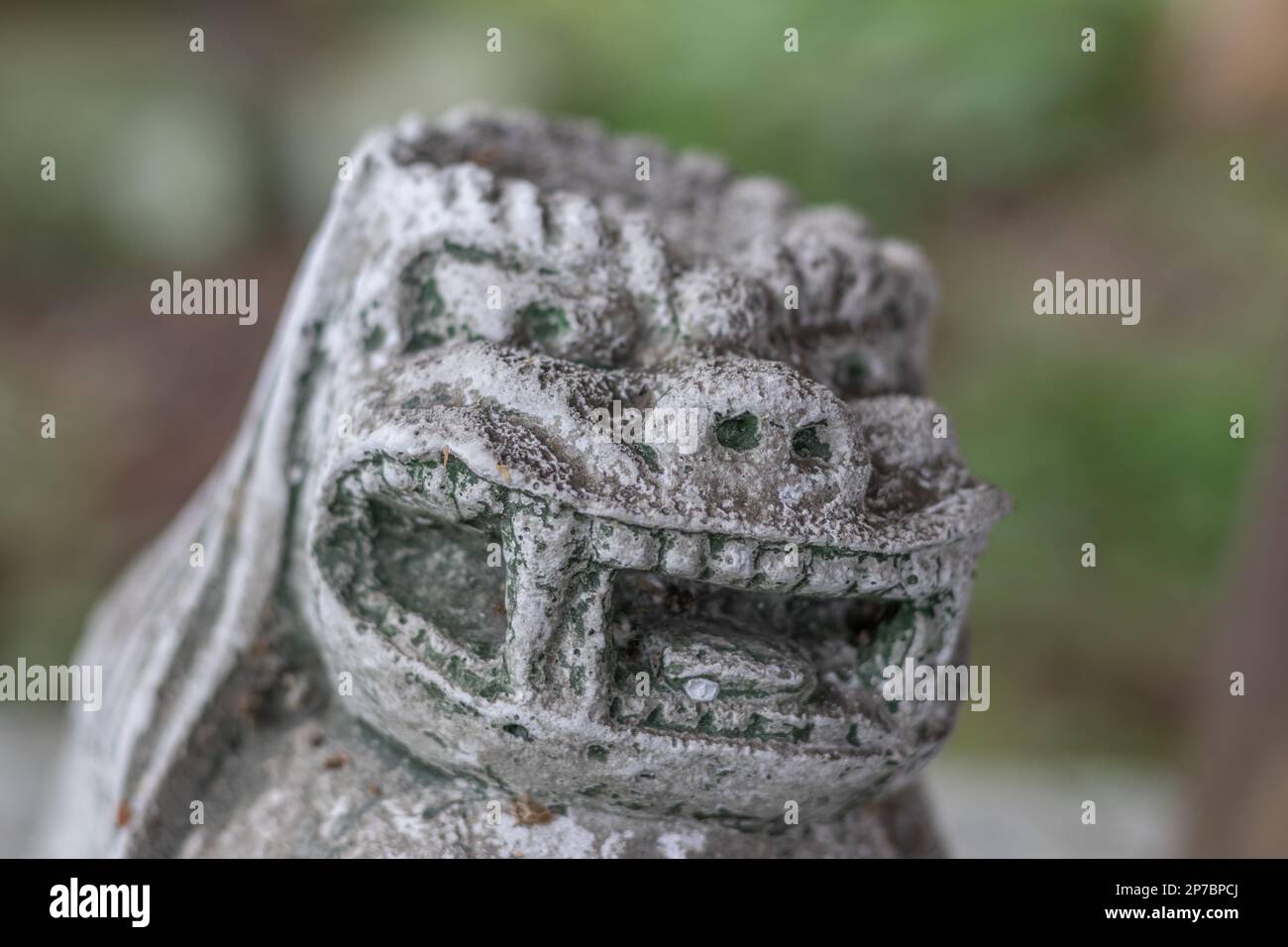 Komainu, or lion-dog, statue at Asanogawa inari jinja, Kanazawa, Japan ...