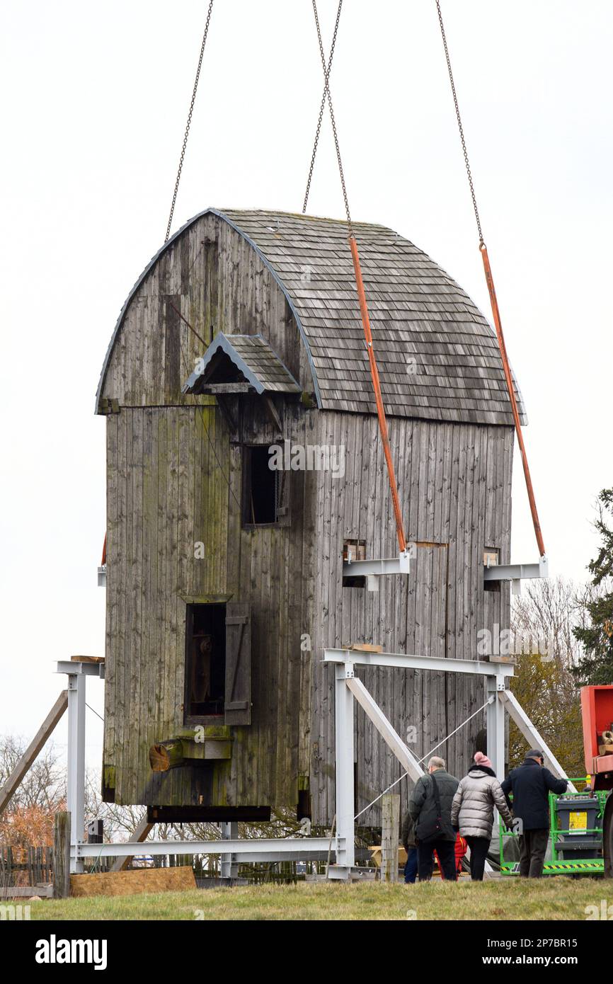 Etingen, Germany. 08th Mar, 2023. The Eting windmill, which weighs ...