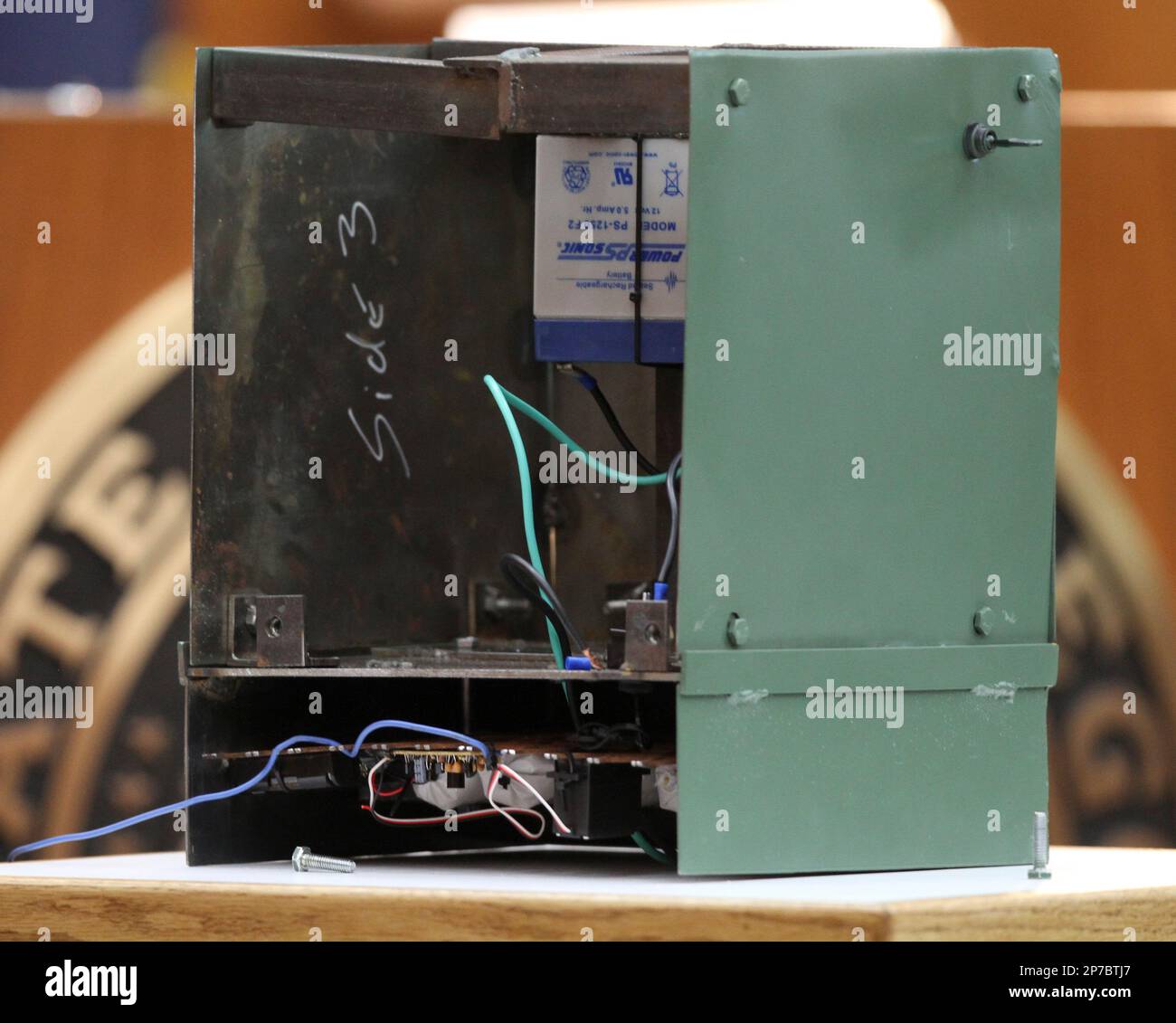 A mock-up of the bomb that Bruce Turnidge and his son, Joshua Turnidge ...