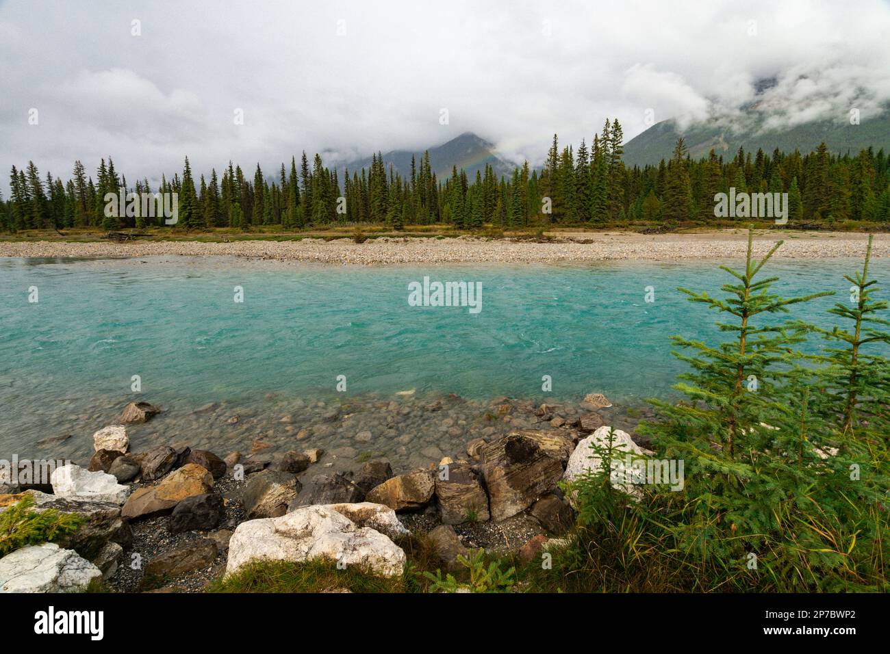 Moody river in Banff national park, Canada with stunning turquoise ...