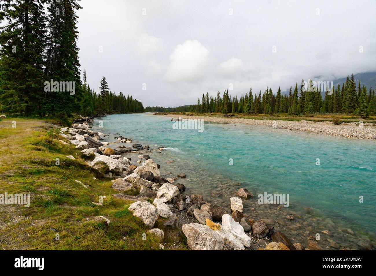 Moody river in Banff national park, Canada with stunning turquoise ...