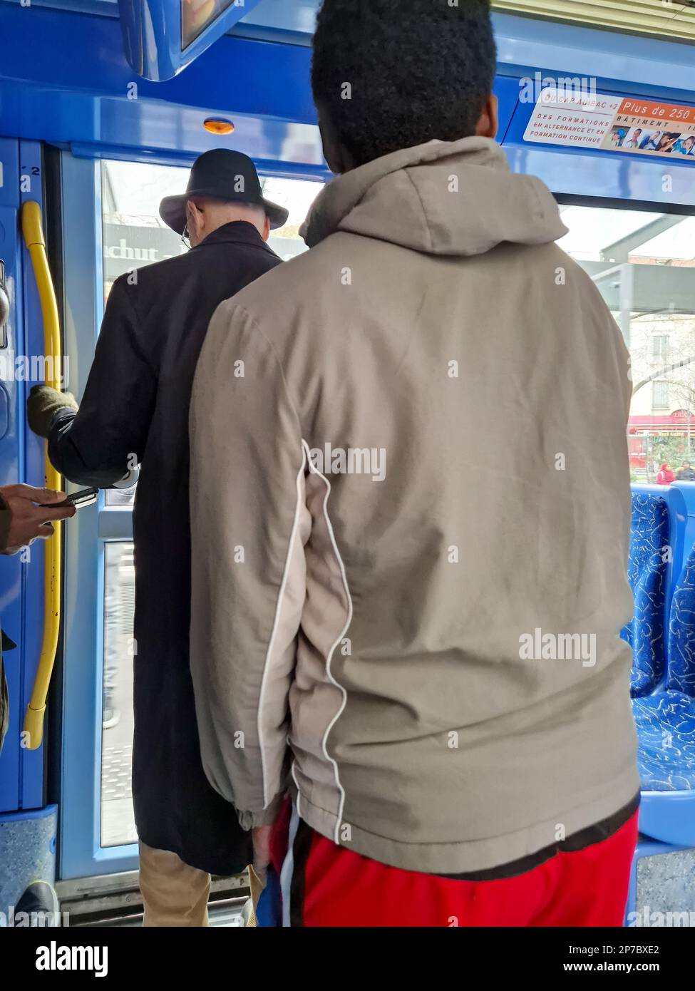 Passengers in a tram train, Lyon, France Stock Photo - Alamy