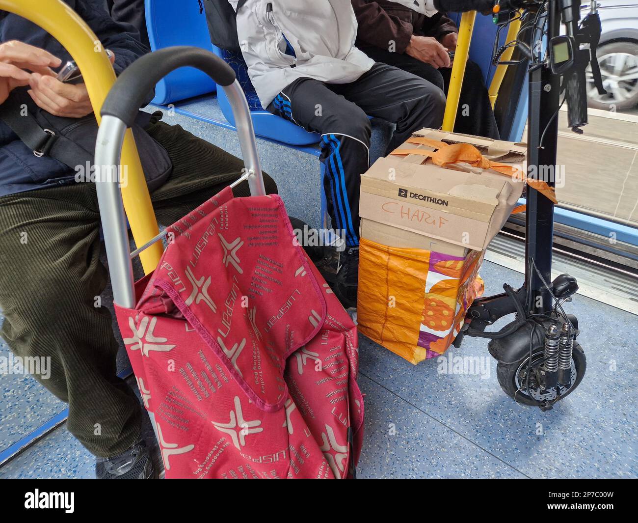 Passengers in a tram train, Lyon, France Stock Photo - Alamy