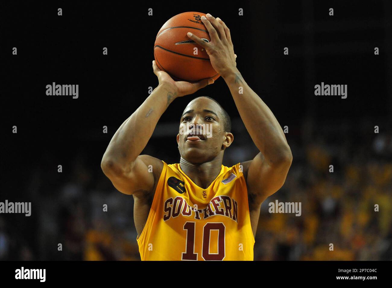 University of Southern California forward Demar DeRozen (10) shoots a ...