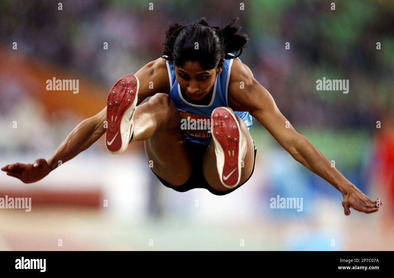 India's MALIAKKAL ANTHONY Prajusha competes in the Women's Long Jump ...