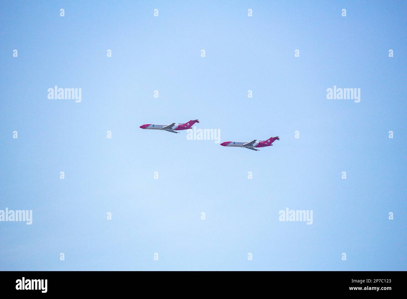 Two Boeing 727 Oil Spill Response planes flying near the Isle of Wight ...