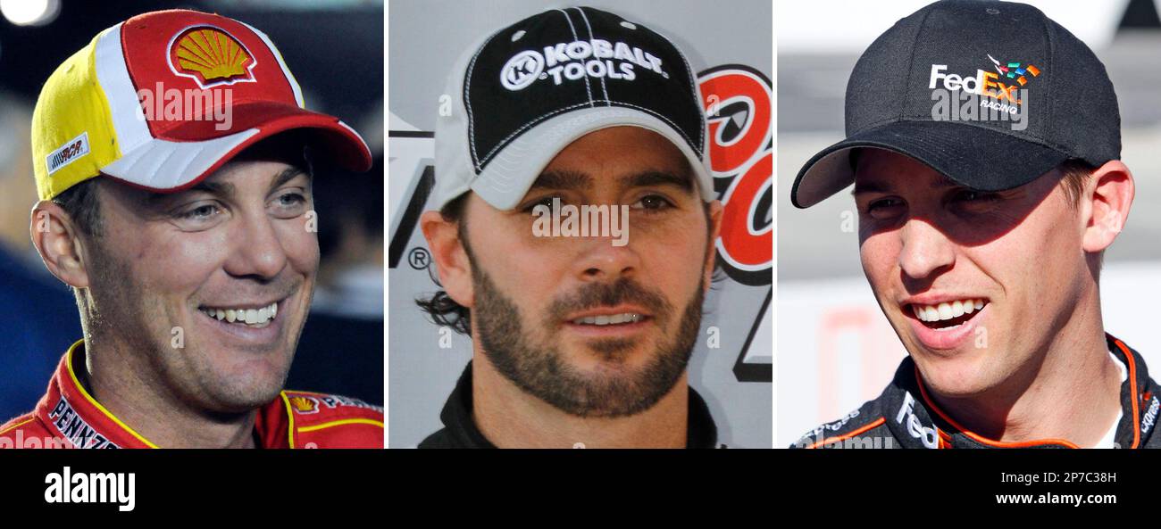 FILE - From left are 2010, file photos showing NASCAR's three title ...