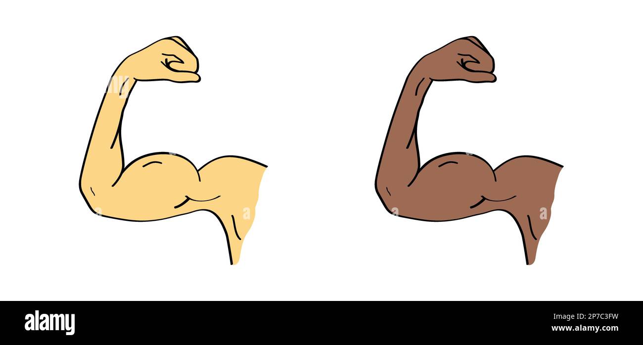 Biceps. Cartoon human elbow symbol. Vector outline drawing. Editable ...