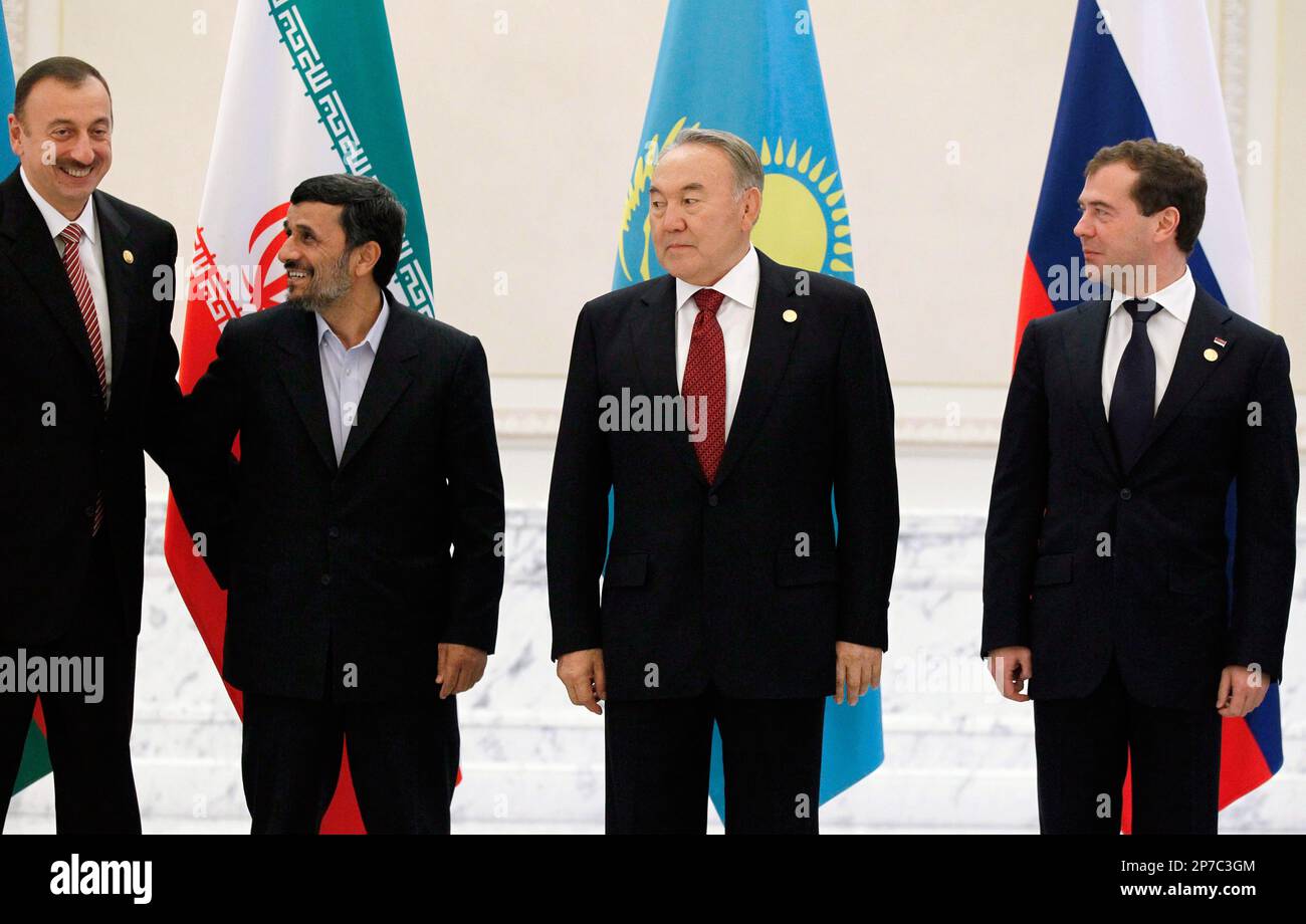 From right, Russian President Dmitry Medvedev, Kazakh President ...