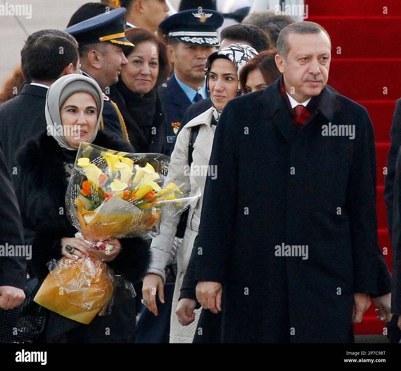 Turkey's Prime Minister Recep Tayyip Erdogan, right, and his wife Emine ...
