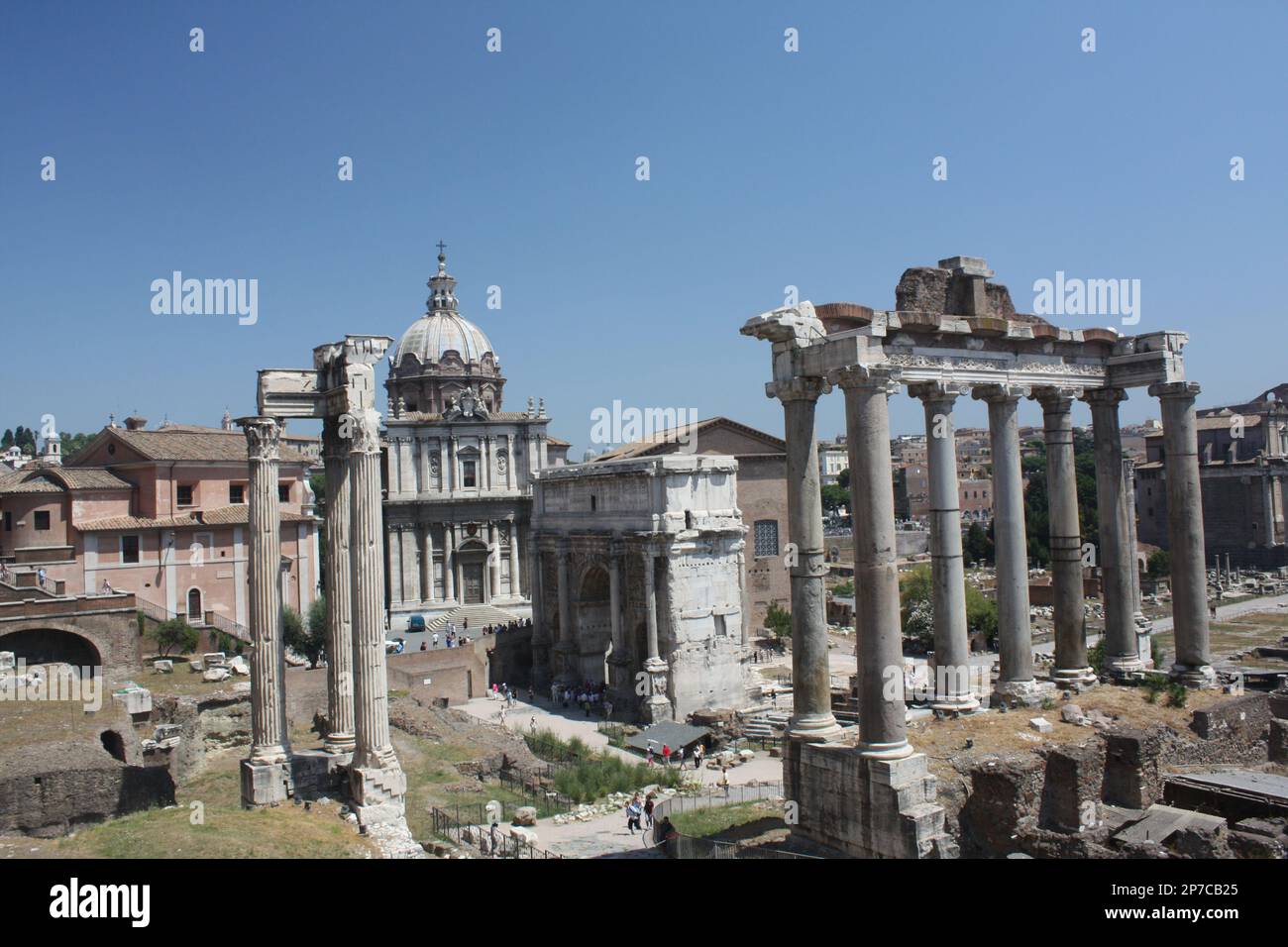 Roman forum with saturn temple and severus arch hi-res stock ...
