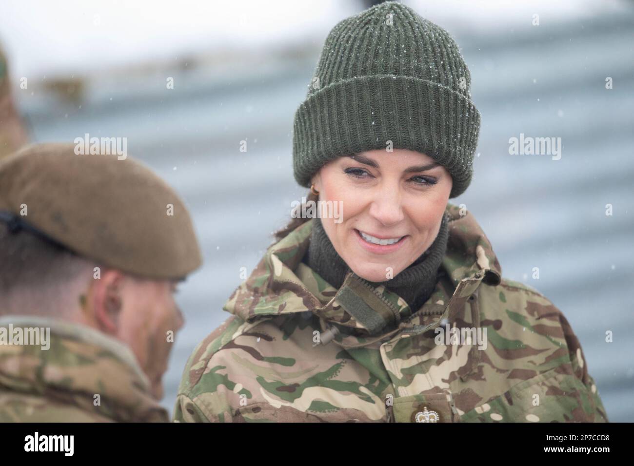 The Princess of Wales, Colonel of the Irish Guards, meet members of the ...