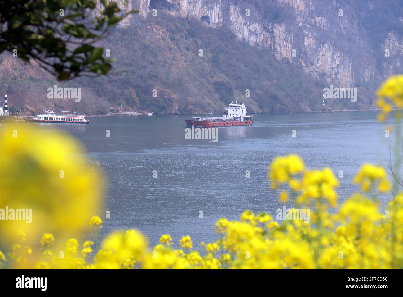 YICHANG, CHINA - MARCH 8, 2023 - Freight and cruise ships sail in the ...